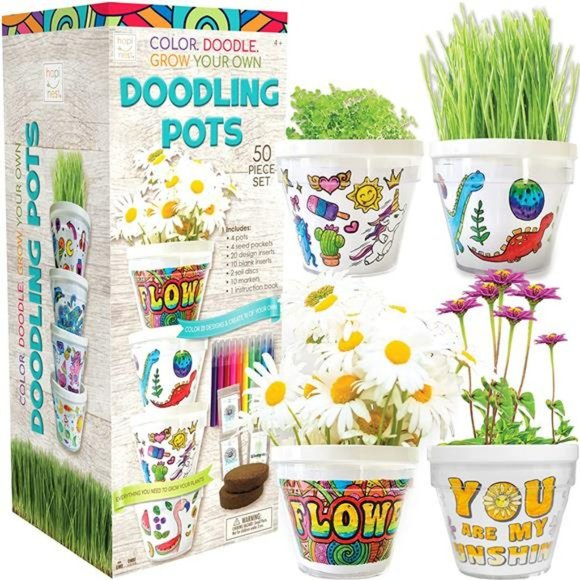 Toys | 4 Pack Doodling Flower Pots Growing Activity Kit For Kids Age ...